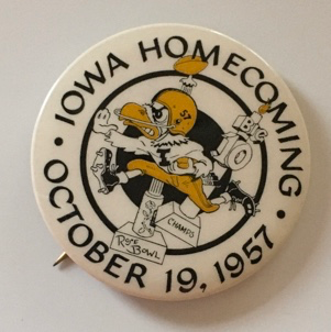 Iowa Hawkeye 1957 Homecoming button | HawkToys
