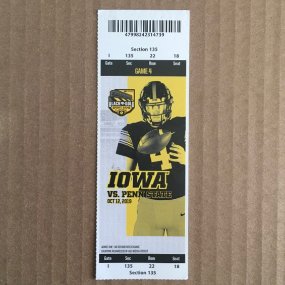 2019 Iowa vs Penn State Ticket Stub | HawkToys